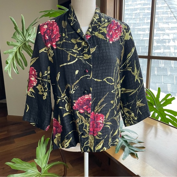 Nexx | Jackets & Coats | Vintage Nexx Silk Linen Blend Floral Jacket ...